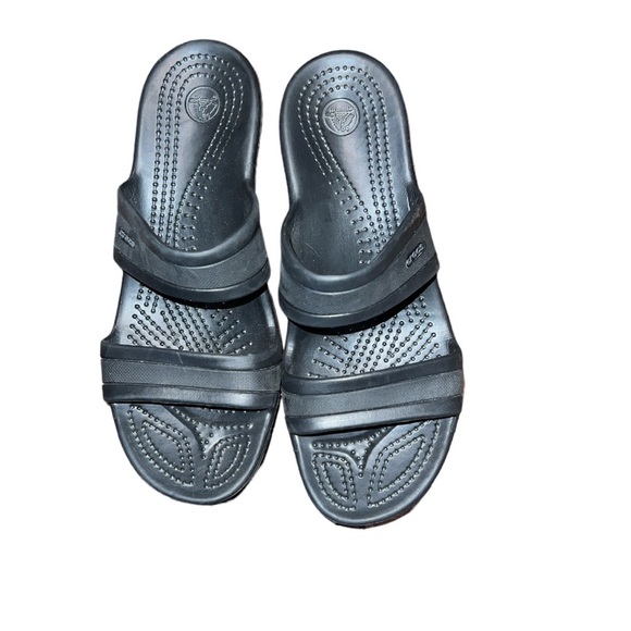 CROCS | Shoes | New Crocs Black Wedge Slides Sz 7 | Poshmark